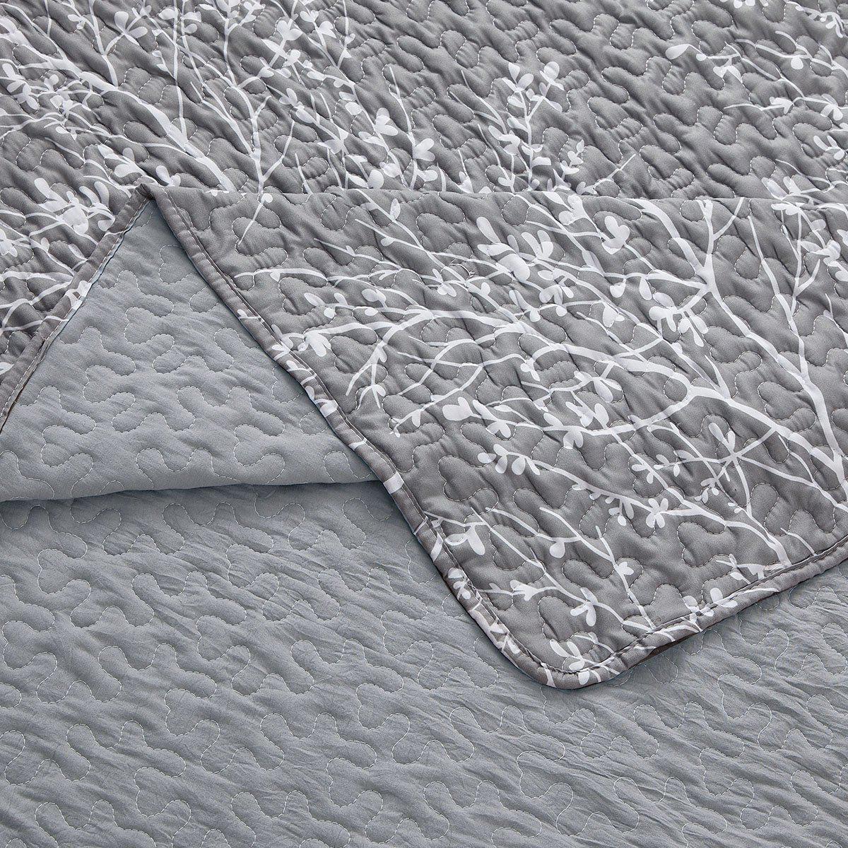 Odette Tree Branch Grey Quilt - Bedspread Set