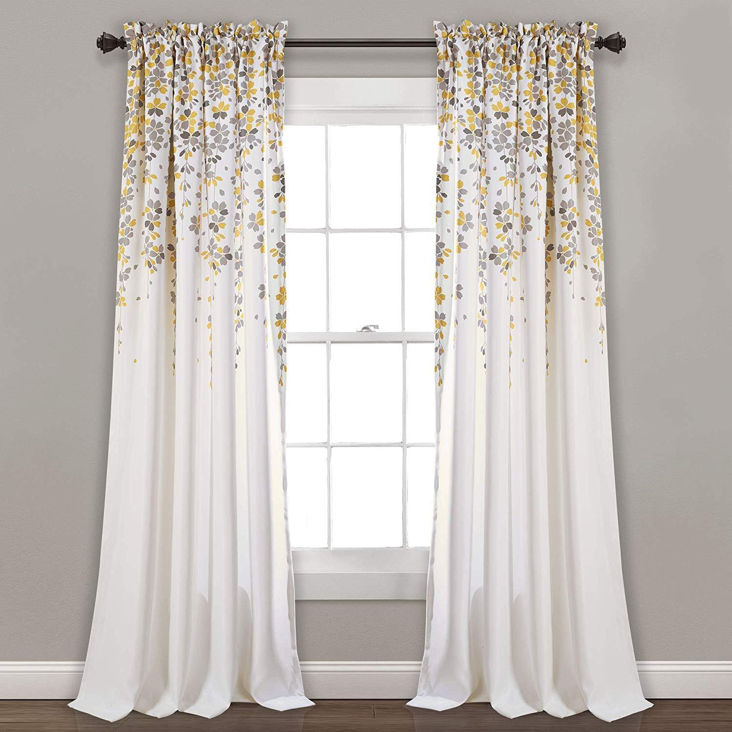 Weeping Flowers Curtain Panel Pair Room Darkening - 84 Inches Long ...